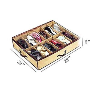 Shonpy Ladies/Kids Storage Household Shoe Bag 12 Cells Underbed Foldable Closet Organizer (Beige) (beige)