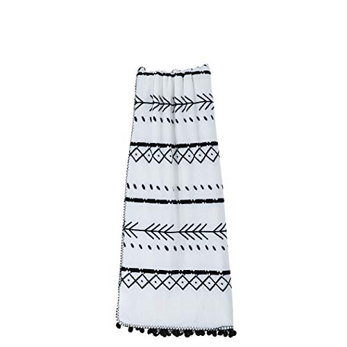 ANVI HOME Boho Throw Blanket Soft Warm Cozy Fuzzy Lightweight Decor Plush Blanket with Pompom for All Season for Dorm Room, Bed, Sofa, Couch, Chair, Gift, 50X60 Inch, Black White