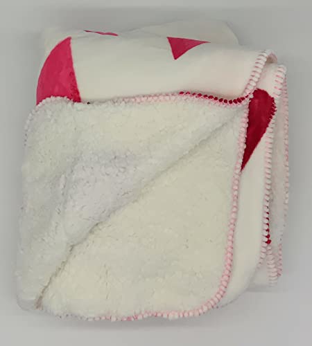 Victoria's Secret Soft Sherpa Throw Blanket, White Pink Hearts 50'' x 60''