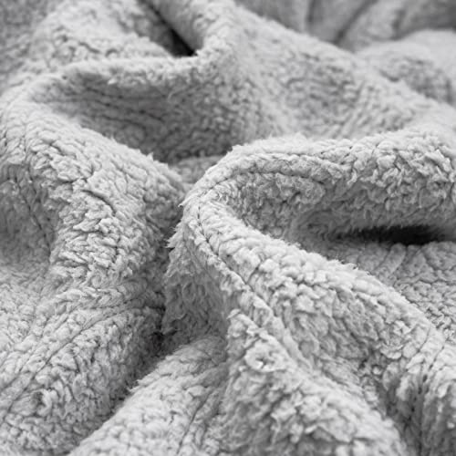 Cozy Bliss Leaf Textured Thin Sherpa Throw Blanket, Super Soft and Lightweight Fleece Blanket for Couch, Sofa and Bed, Thin, Cozy, Fuzzy and Decorative Blanket (Grey, 60"x80")