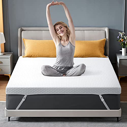 3 Inch Gel Memory Foam Mattress Topper Queen Size, Cooling Mattress Pad for Back Pain, with Removable Bamboo Cover，Bed Topper Soft & Breathable