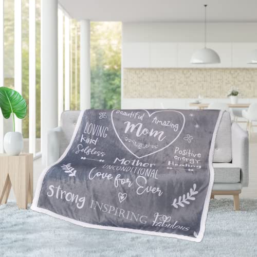 Blanket - Mom Blanket from Daughter for Mom - Extra Soft Fleece Sherpa Throw Blanket from Son (Gray, Sherpa Fleece)