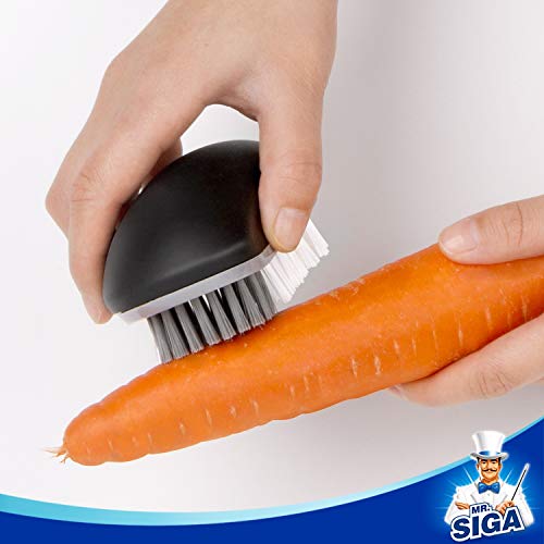 MR.SIGA Fruit and Vegetable Cleaning Brush with Non Slip Comfortable Grip, Pack of 2, Black