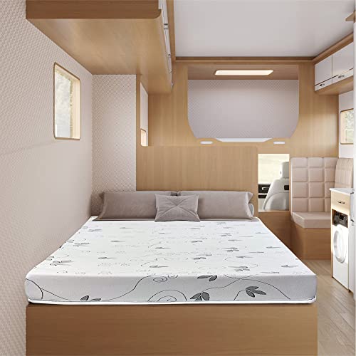 Greaton, 4-Inch High-Density Cooling Gel Memory Foam RV Mattress Replacement, Medium Firm, Good for Trailers, Camper Vans, Sofa Bed and Other Furniture Application, 72" x 36", White.