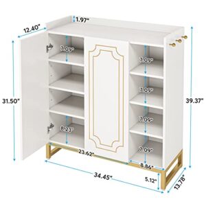 LITTLE TREE Shoe Storage Cabinet with Doors, 20 Pairs Entryway Shoe Organizer Cabinet with Adjustable Shelves, Multipurpose Storage Cabinet