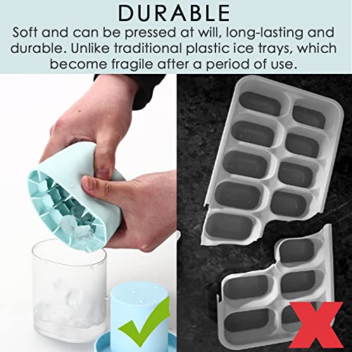 BECEMURU Silicone Small Ice Cube Trays with Lid, Cylinder Ice Cubes Mold for 60 Ice Cubes Make, Food Grade Squeeze Easy-Release Mini Ice Maker Cup - 2 Packs