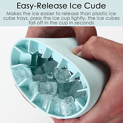 BECEMURU Silicone Small Ice Cube Trays with Lid, Cylinder Ice Cubes Mold for 60 Ice Cubes Make, Food Grade Squeeze Easy-Release Mini Ice Maker Cup - 2 Packs