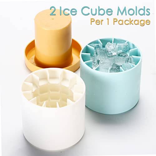 BECEMURU Silicone Small Ice Cube Trays with Lid, Cylinder Ice Cubes Mold for 60 Ice Cubes Make, Food Grade Squeeze Easy-Release Mini Ice Maker Cup - 2 Packs