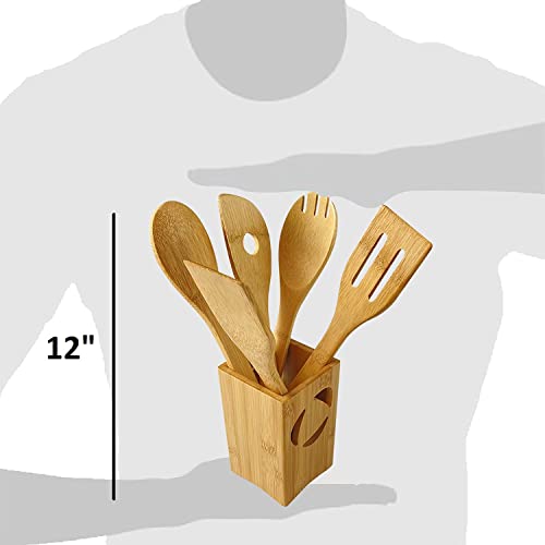 REHAU Bamboo Kitchen Utensils Set 8pcs – Non-Stick Wooden Spoons for Cooking – Quality Wooden Spoon & Wooden Spatula Set, Kitchen Wooden Utensils for Cooking - Easy to Clean Wooden Cooking