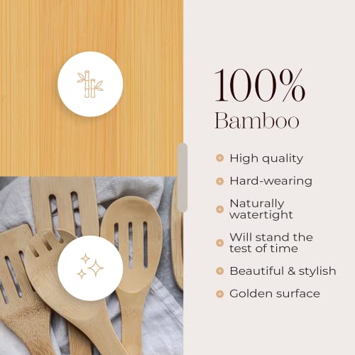 REHAU Bamboo Kitchen Utensils Set 8pcs – Non-Stick Wooden Spoons for Cooking – Quality Wooden Spoon & Wooden Spatula Set, Kitchen Wooden Utensils for Cooking - Easy to Clean Wooden Cooking