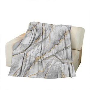 WONDERTIFY White Marble Throw Blanket Fashion Marbling Granite Stone Baby Swaddle Flannel Fleece Blanket All Season Living Room/Bedroom 40"X50" Gold Black Gray