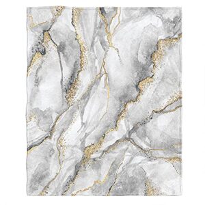 wondertify white marble throw blanket fashion marbling granite stone baby swaddle flannel fleece blanket all season living room/bedroom 40"x50" gold black gray