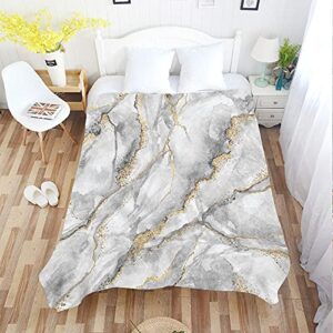 WONDERTIFY White Marble Throw Blanket Fashion Marbling Granite Stone Baby Swaddle Flannel Fleece Blanket All Season Living Room/Bedroom 40"X50" Gold Black Gray