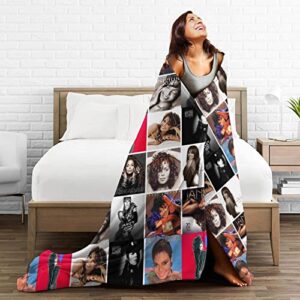 GGUWUG Janet Rock Jackson Blankets Fleece Blanket Bed Blanket Velvet Decorative Blanket for Sofa Living Room