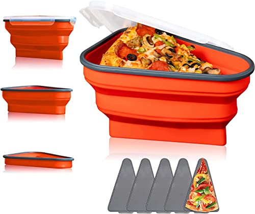 JohnYachin Reusable Pizza Slice Storage Container – Foldable Pizza Box Container With Lids – Collapsible Silicone Pizza Storage – Durable and Reliable – Food-Friendly Materials