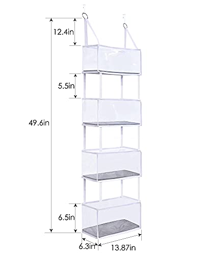 ULG Over Door Organizer with 4 Large Ultra Sturdy & Large Pockets Organizer, 22 lbs Capacity Hanging Storage Organizer with Clear Window for Bedroom Nursery, Baby Kids Toys, Shoes, Diapers, White