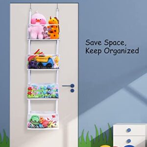 ULG Over Door Organizer with 4 Large Ultra Sturdy & Large Pockets Organizer, 22 lbs Capacity Hanging Storage Organizer with Clear Window for Bedroom Nursery, Baby Kids Toys, Shoes, Diapers, White