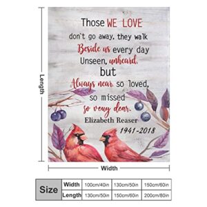 D-Story Personalized Memorial Throw Blanket for Loss of Loved One, Mom Loss Gift, Cardinals Memorial Blanket with Photo, Gift of Sympathy, Bereavement Gifts