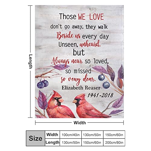 D-Story Personalized Memorial Throw Blanket for Loss of Loved One, Mom Loss Gift, Cardinals Memorial Blanket with Photo, Gift of Sympathy, Bereavement Gifts