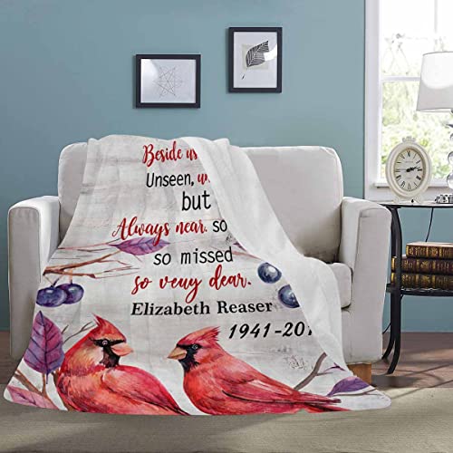 D-Story Personalized Memorial Throw Blanket for Loss of Loved One, Mom Loss Gift, Cardinals Memorial Blanket with Photo, Gift of Sympathy, Bereavement Gifts