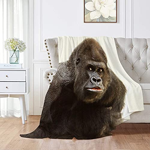 Gorilla Animal Blanket Bedding Throw Super Soft Cozy Flannel Plush Blanket Size for Boy Girl Adults Couch Sofa 80"x60" Large for Adult