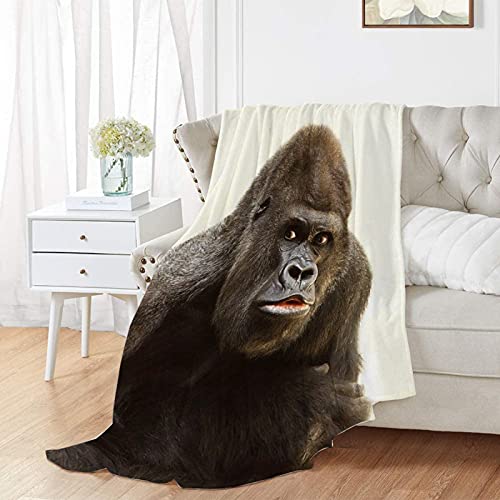 Gorilla Animal Blanket Bedding Throw Super Soft Cozy Flannel Plush Blanket Size for Boy Girl Adults Couch Sofa 80"x60" Large for Adult