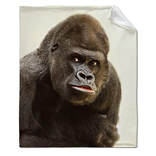 Gorilla Animal Blanket Bedding Throw Super Soft Cozy Flannel Plush Blanket Size for Boy Girl Adults Couch Sofa 80"x60" Large for Adult