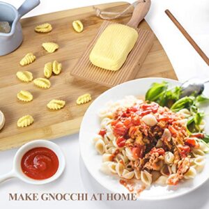 Yueshico Natural Gnocchi Boards Paddle - Beechwood Quick Gnocchi Stripper and Paddle Easily Create Authentic Homemade Pasta and Butter Without Sticking