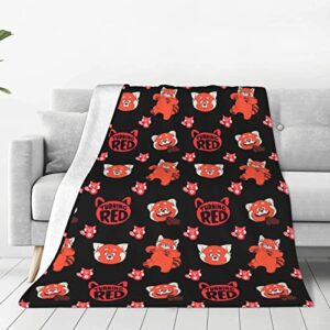 panda red blanket throw anime blanket ultra soft lightweight cozy warm microfiber fuzzy blanket for bed couch living room all seasons 50"x40"