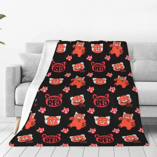 Panda Red Blanket Throw Anime Blanket Ultra Soft Lightweight Cozy Warm Microfiber Fuzzy Blanket for Bed Couch Living Room All Seasons 50"X40"