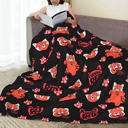 Panda Red Blanket Throw Anime Blanket Ultra Soft Lightweight Cozy Warm Microfiber Fuzzy Blanket for Bed Couch Living Room All Seasons 50"X40"