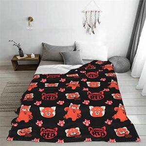 Panda Red Blanket Throw Anime Blanket Ultra Soft Lightweight Cozy Warm Microfiber Fuzzy Blanket for Bed Couch Living Room All Seasons 50"X40"