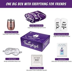 Best Friend Purple Gift Basket, Super Soft Fleece Throw, Best Friend Birthday Gifts for Women, Friendship Gifts Box for Teen Girl, BFF, Inspirational Blanket Gifts Set for Women, 7-Pieces Gift Basket