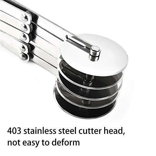 5 Wheel Pastry Cutter, Stainless Pizza Slicer, Expandable Pizza Slicer Multi-Round Pastry Knife Baking Cutter Roller Cookie Dough Cutter Divider