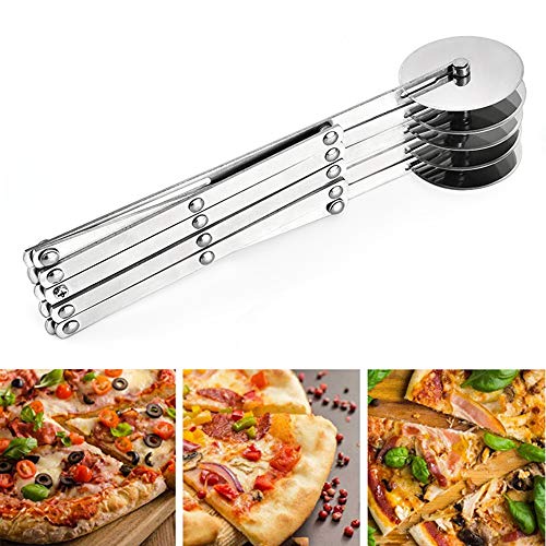 5 Wheel Pastry Cutter, Stainless Pizza Slicer, Expandable Pizza Slicer Multi-Round Pastry Knife Baking Cutter Roller Cookie Dough Cutter Divider