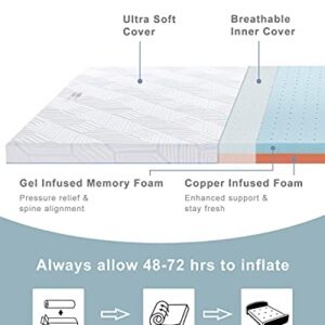 BedStory 4 Inch Memory Foam Mattress Topper Queen, Gel & Copper Infused Bed Toppers, Medium Firm Foam Mattress Pad with Breathable Removable Cover