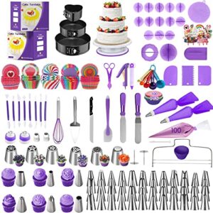 cake decorating supplies 471pcs, baking tools set for cakes，cake turntable, piping icing tips for beginners or professional