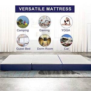 JINGWEI Folding Mattress, Tri-fold Memory Foam Mattress Topper with Washable Cover, 6-Inch, Twin Size, Play Mat, Foldable Bed, Guest beds, Camp Portable Bed, 38"*75"*6"