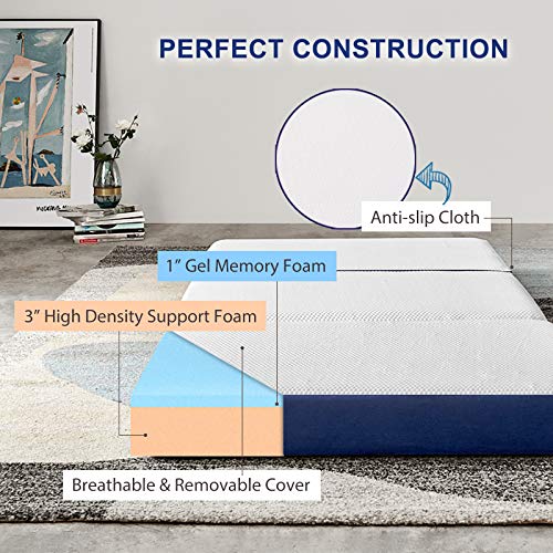 JINGWEI Folding Mattress, Tri-fold Memory Foam Mattress Topper with Washable Cover, 6-Inch, Twin Size, Play Mat, Foldable Bed, Guest beds, Camp Portable Bed, 38"*75"*6"