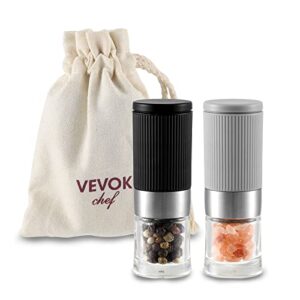 mini salt and pepper grinder set, small tiny adjustable coarseness ceramic salt grinder with funnel and bag portable handy spice pepper mill shaker for outdoor party lunch bag kitchen chef gifts