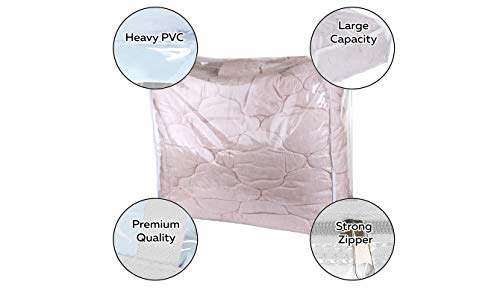 DiClavus Set of 2 Zippered Vinyl Storage Bag, 24x20x11 Inch, Clothes Bag Organizer, Space Saver PVC Comforter Clear Storage Bags for Blanket