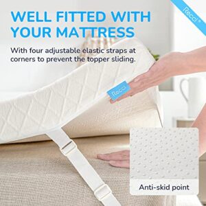 RECCI 2 Inch Mattress Topper Queen, Pressure-Relieving Memory Foam Mattress Topper for Back Pain, Foam Mattress Topper with Removable & Washable Cover, CertiPUR-US Certified, Queen Size