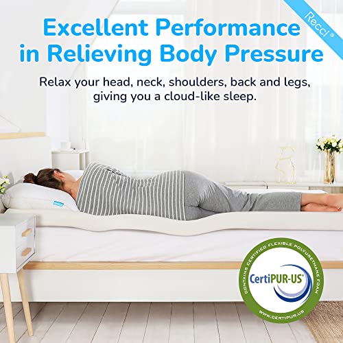 RECCI 2 Inch Mattress Topper Queen, Pressure-Relieving Memory Foam Mattress Topper for Back Pain, Foam Mattress Topper with Removable & Washable Cover, CertiPUR-US Certified, Queen Size