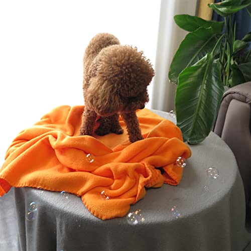 Ngawari Fleece Throw Blanket Lightweight Soft Warm Cozy Pet Blanket (Orange, 50 * 60 Inch)