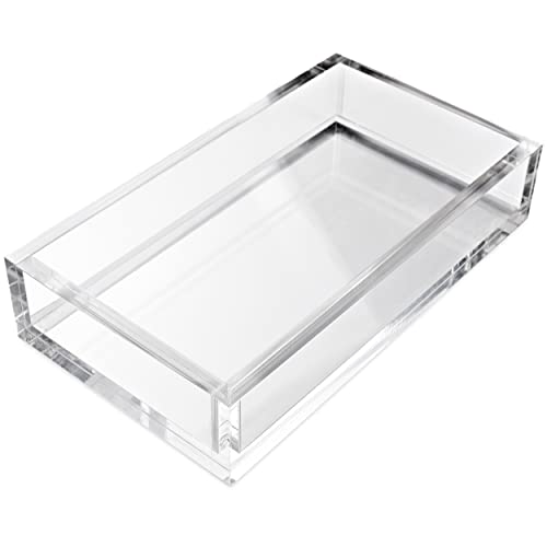 Bathroom Hand Towel Trays - Guest Paper Towel Holder, Vanity Tray for Bathroom, Kitchen Countertops, Dining Tables, Makeup Desk, Corporate Bathrooms (Clear Acrylic)