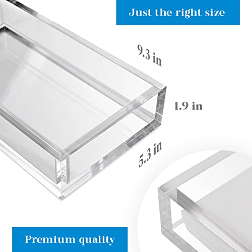 Bathroom Hand Towel Trays - Guest Paper Towel Holder, Vanity Tray for Bathroom, Kitchen Countertops, Dining Tables, Makeup Desk, Corporate Bathrooms (Clear Acrylic)