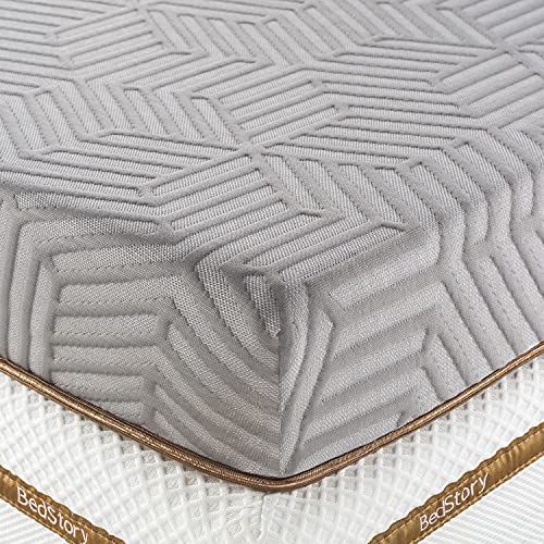 BedStory 4 Inch Memory Foam Mattress Topper King, Gel & Bamboo Charcoal Infused Bed Toppers, Foam Mattress Pad with Breathable Removable Cover, High-Density Memory Foam