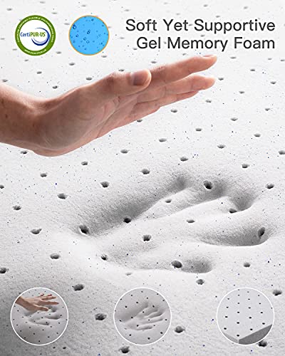 BedStory 4 Inch Memory Foam Mattress Topper King, Gel & Bamboo Charcoal Infused Bed Toppers, Foam Mattress Pad with Breathable Removable Cover, High-Density Memory Foam