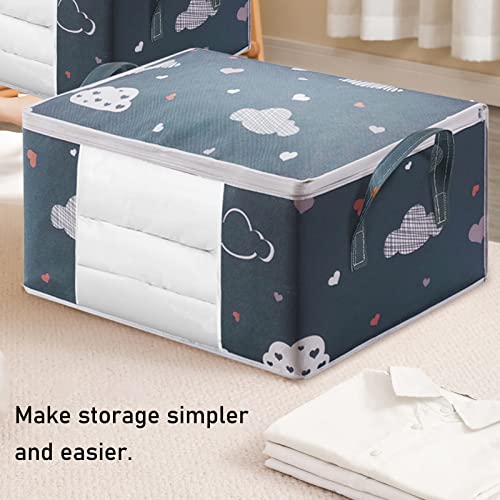 Gecau Comforter Storage Bag with Handle - Folding Organizer Bag for Comforters, Pillows, Blankets, Bedding/Quilt, Blanket