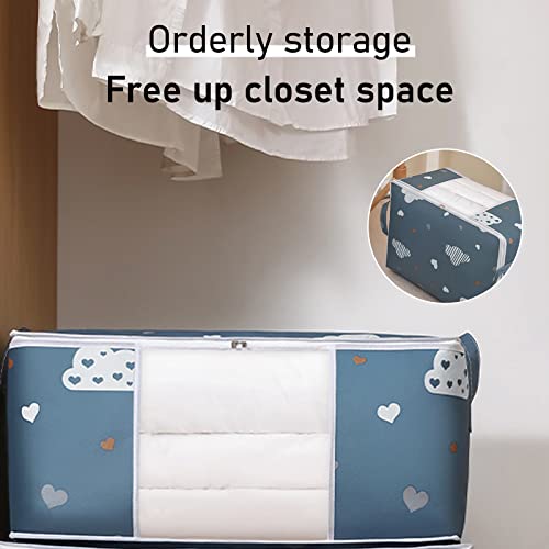 Gecau Comforter Storage Bag with Handle - Folding Organizer Bag for Comforters, Pillows, Blankets, Bedding/Quilt, Blanket